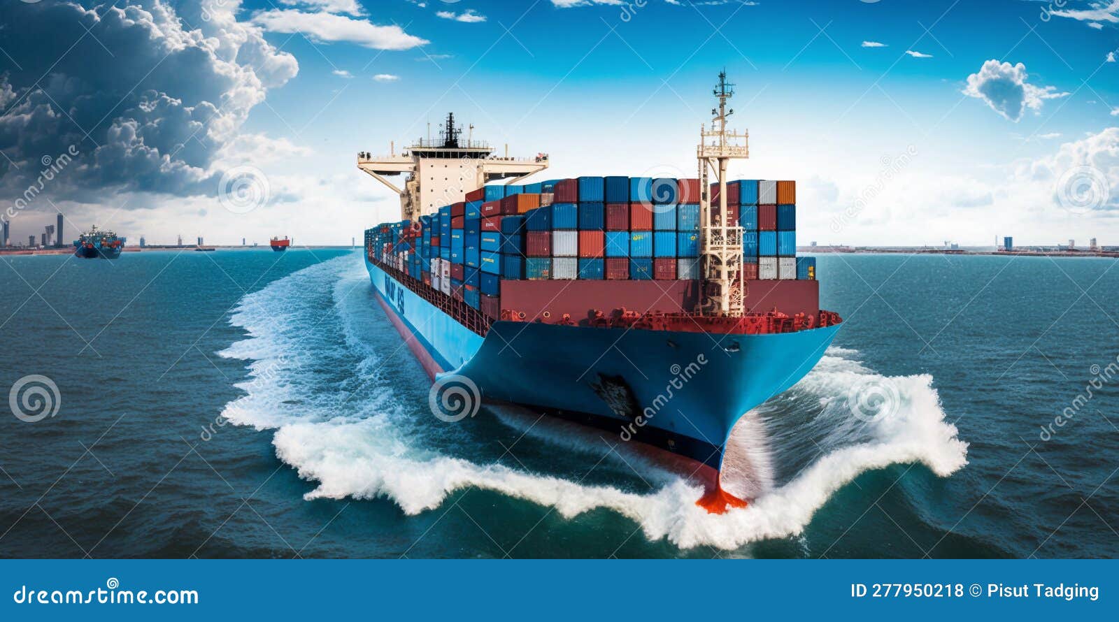 The Container Cargo Ship on the Sea with AI Generated. Stock ...