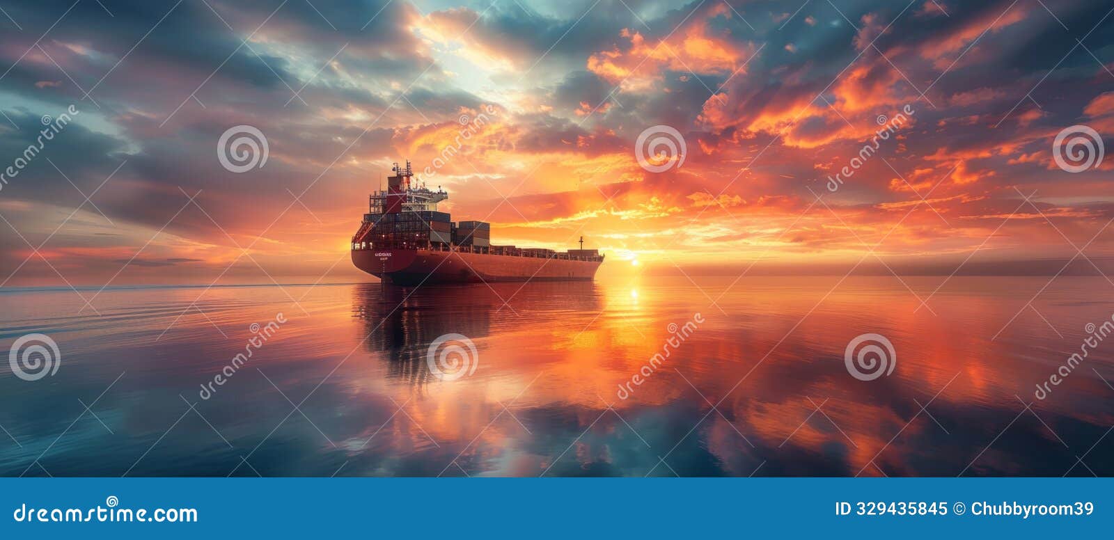 Container Cargo Ship Transportation at Sunrise in the Import Export ...
