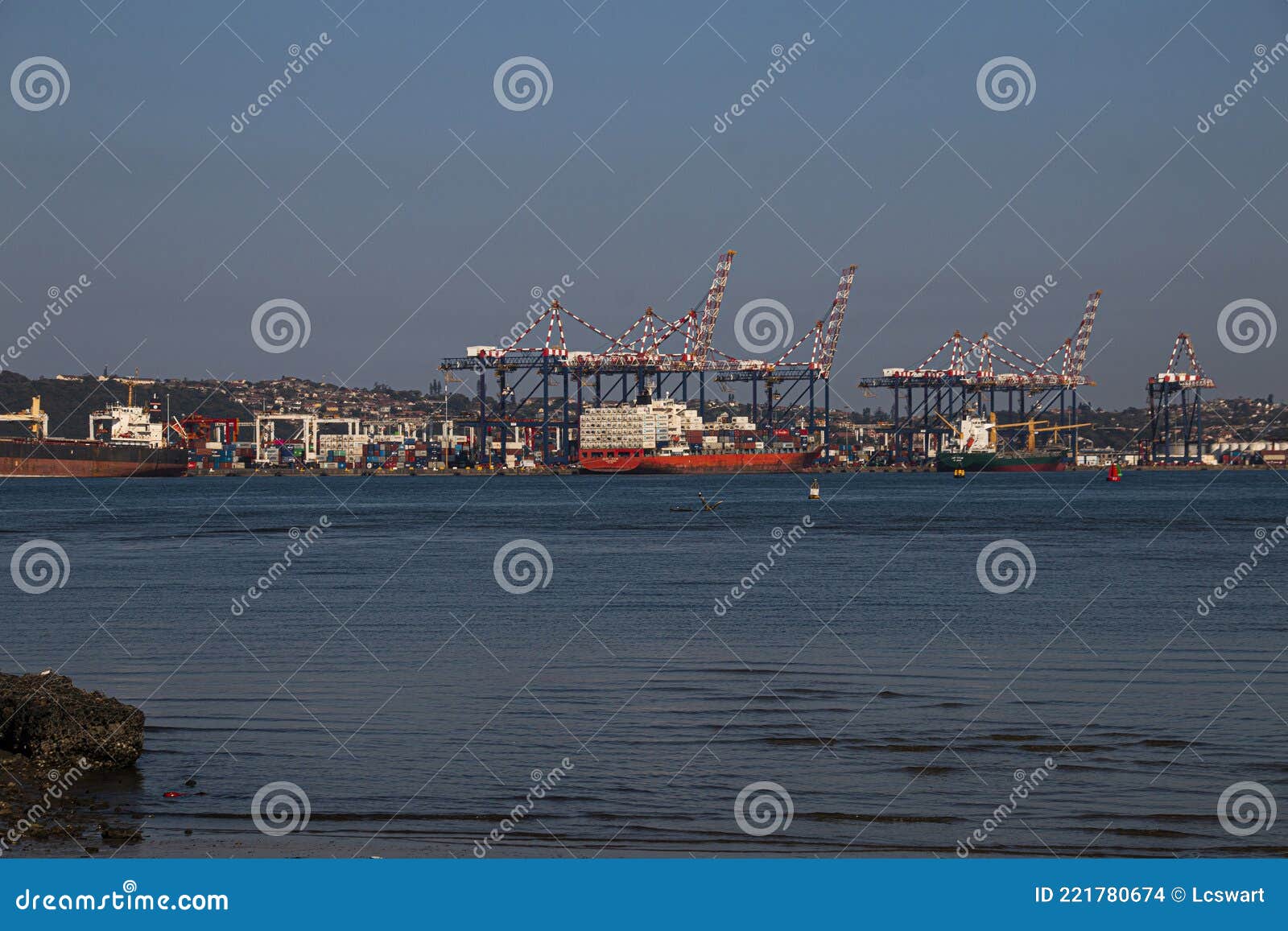 Container and Cargo Ships Moored at Wharf in Durban Harbour Stock Photo ...