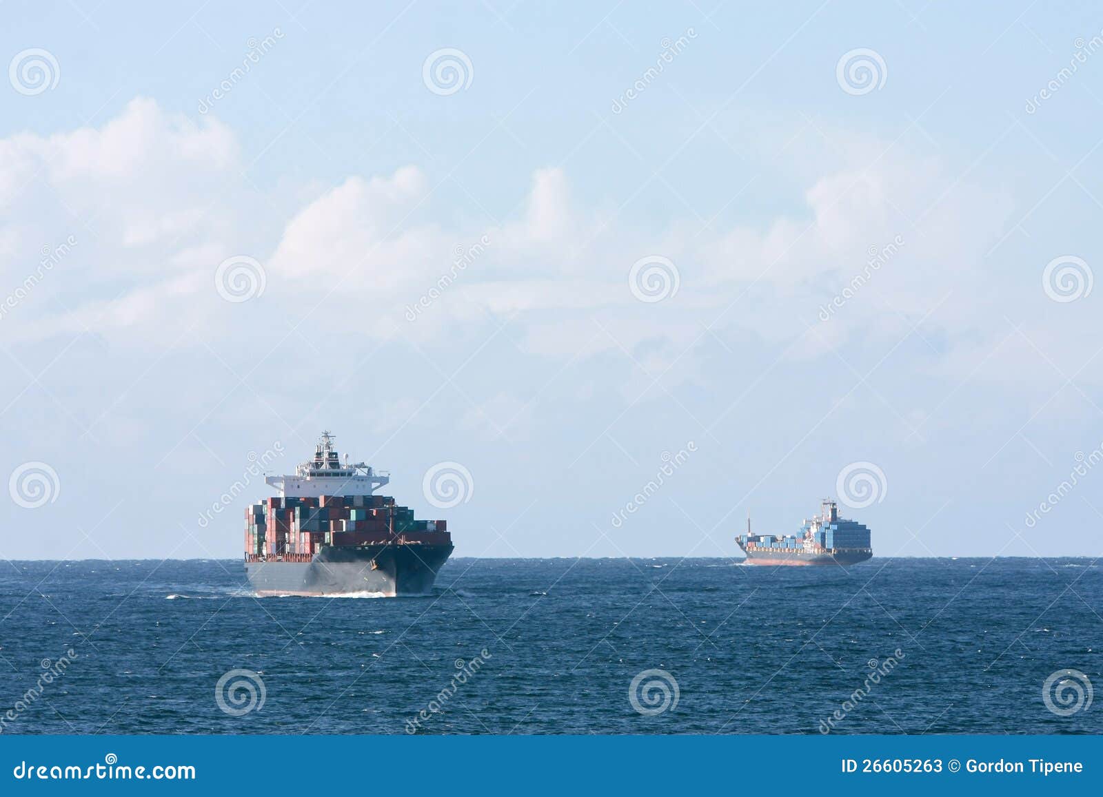 Sea Bay With Cargo Ships And Passenger Ships Stock Image ...