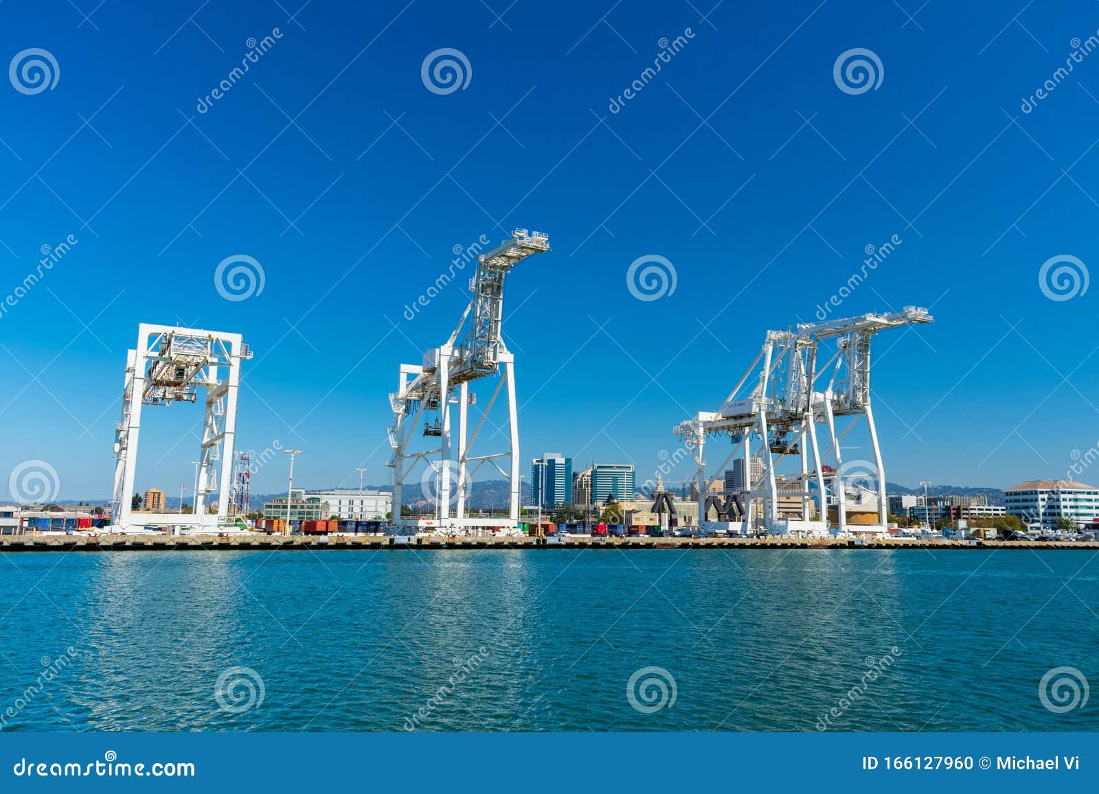 Container Cargo Super-Post Panamax Gantry Cranes Lined Up at Empty Dock ...