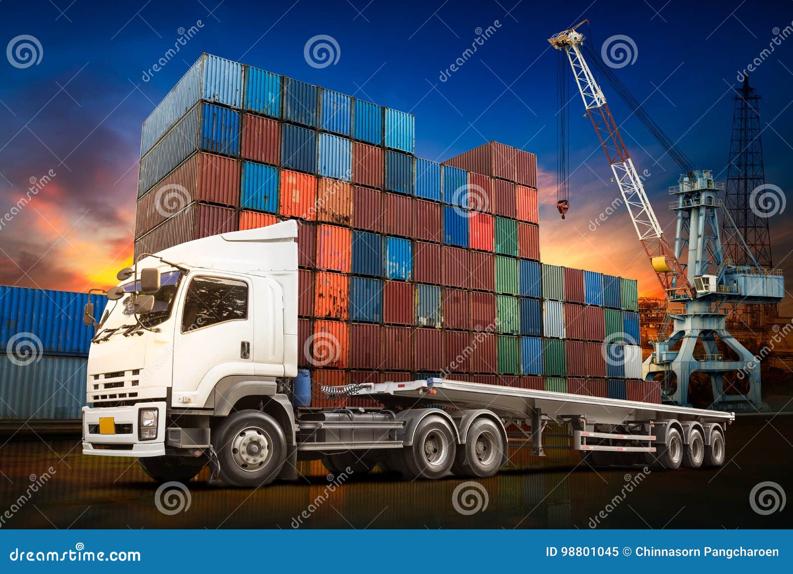 Container cargo with truck stock image. Image of concept - 98801045