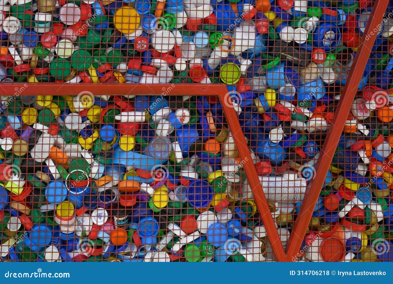 Container for Collecting Plastic Bottle Caps. Collection of Plastic ...