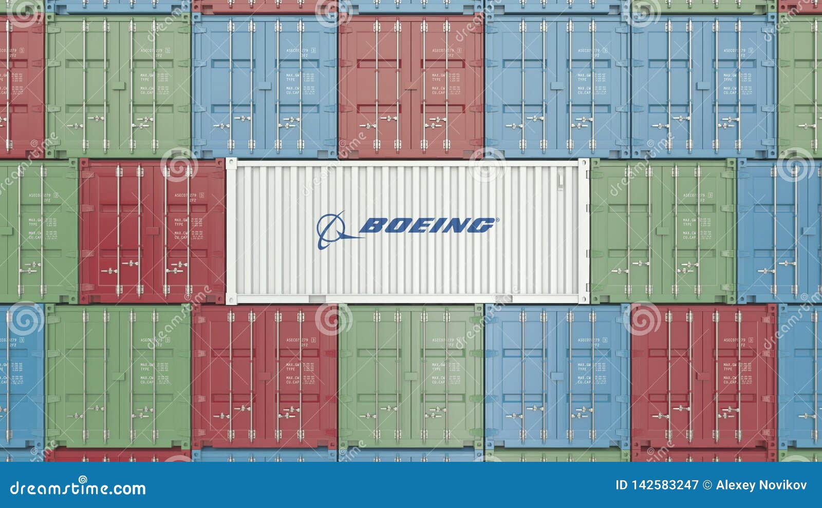 Cargo Container with Boeing Corporate Logo. Editorial Animation Stock ...