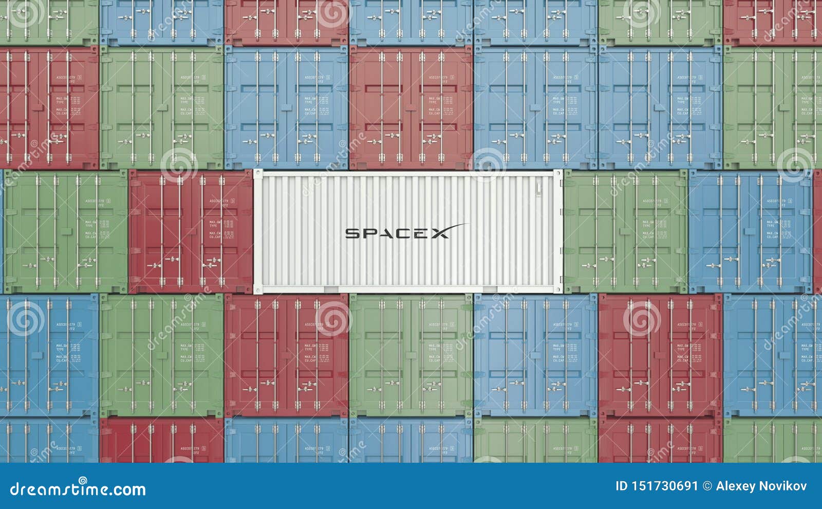 Cargo Container with SpaceX Corporate Logo. Editorial 3D Rendering ...