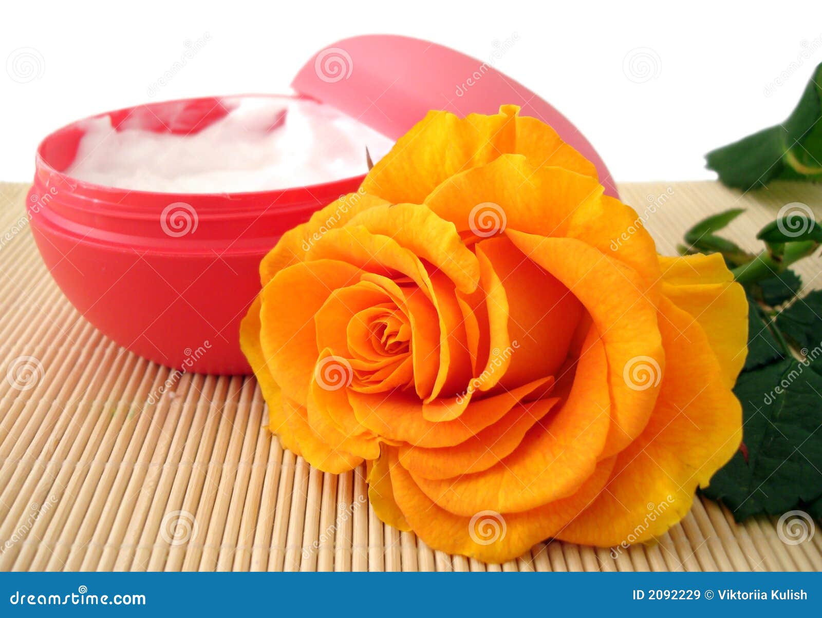 Container of Cosmetic Moisturizing Cream with Orange Rose Stock Image ...