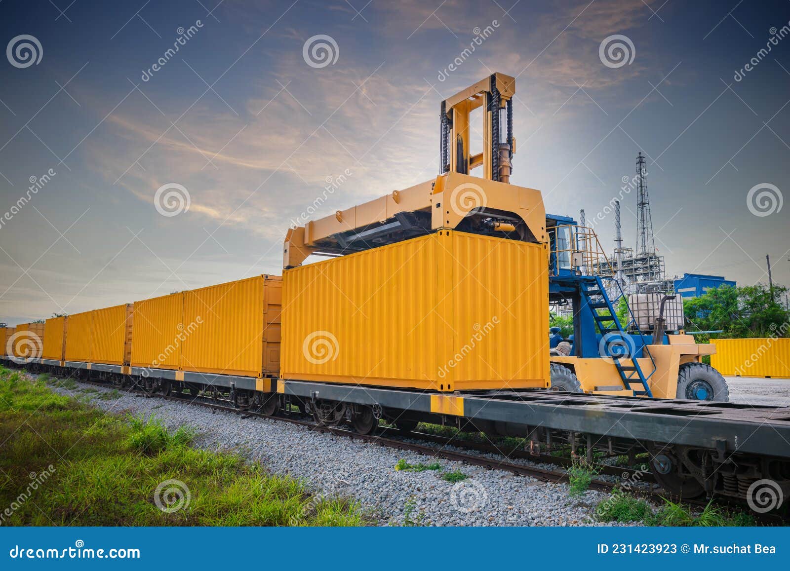 Container Crane Cargo Freight Ship with Working Crane Loading Bridge ...