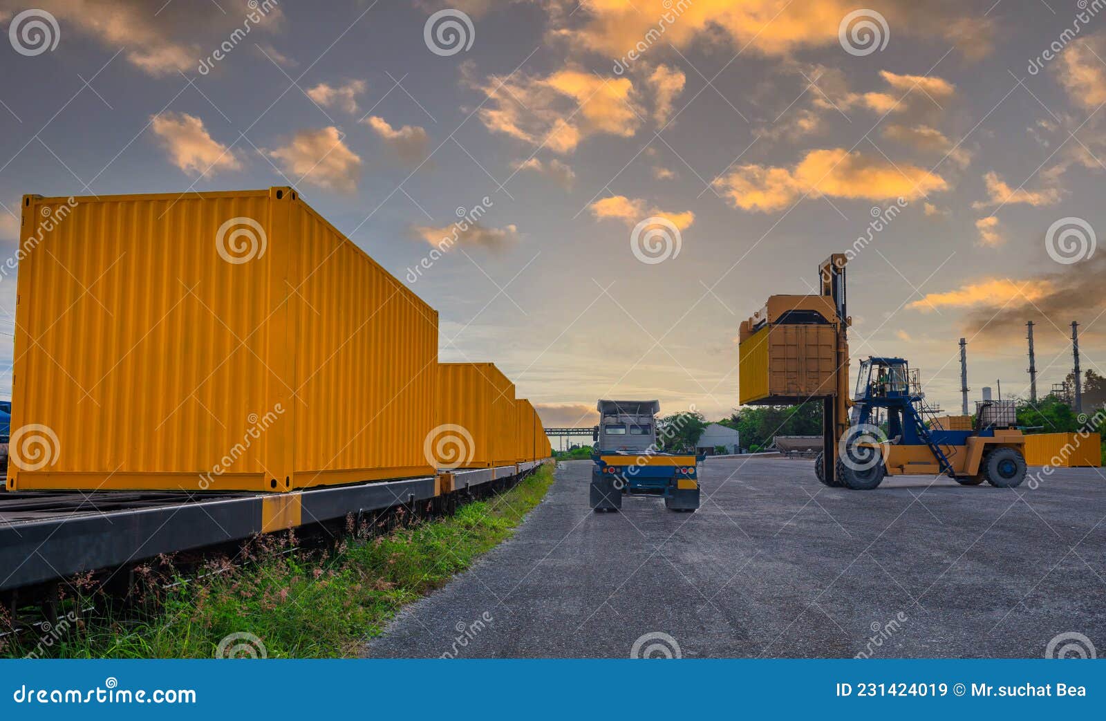 Container Crane Cargo Freight Ship with Working Crane Loading Bridge ...