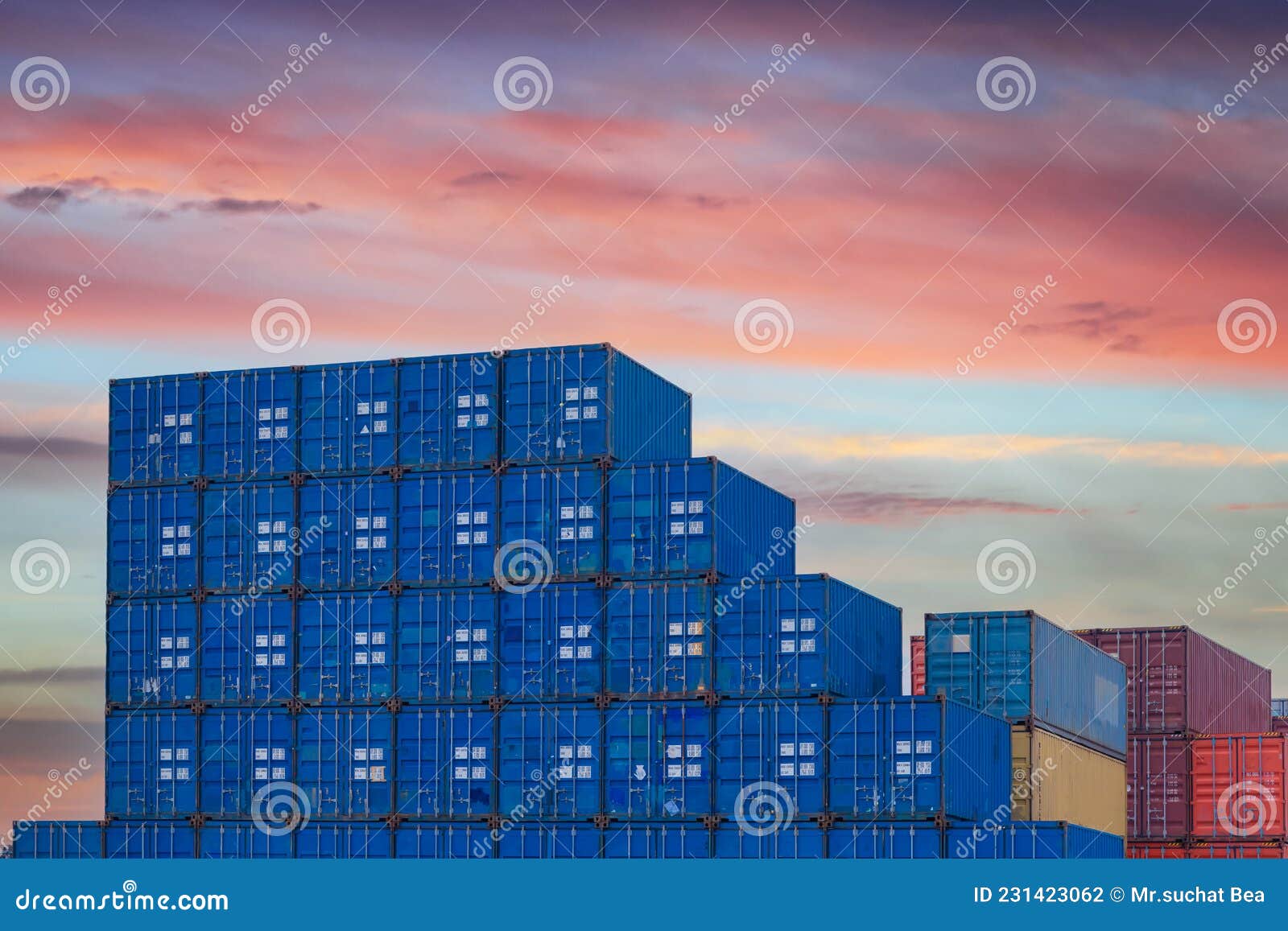 Container Crane Cargo Freight Ship with Working Crane Loading Bridge ...