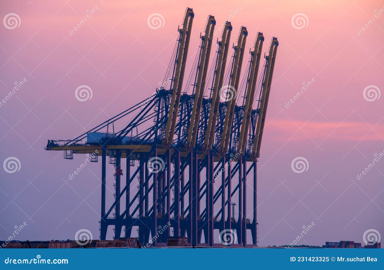 Container Crane Cargo Freight Ship with Working Crane Loading Bridge ...