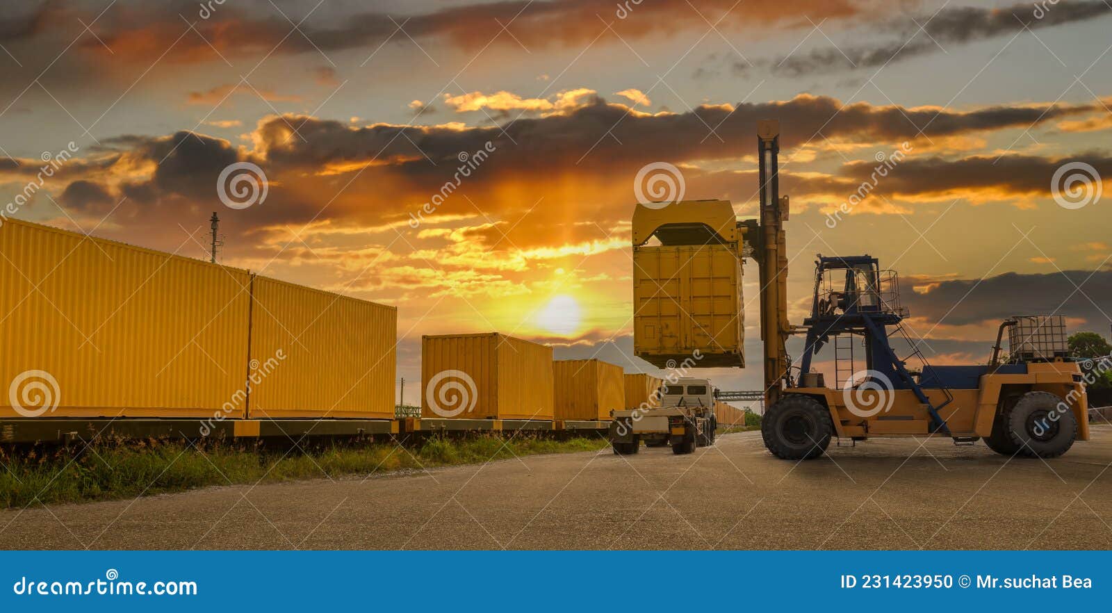 Container Crane Cargo Freight Ship with Working Crane Loading Bridge ...