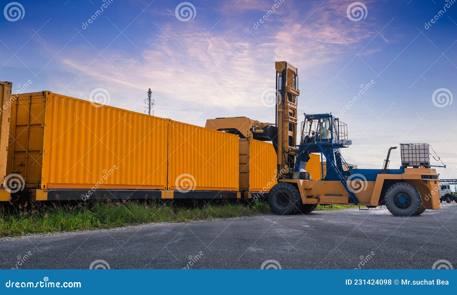 Container Crane Cargo Freight Ship with Working Crane Loading Bridge ...