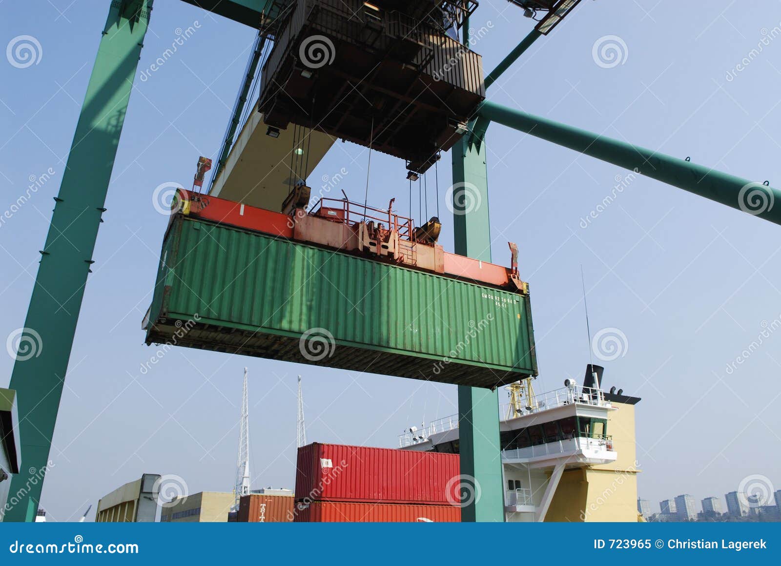 Container, crane and ship stock image. Image of loading - 723965