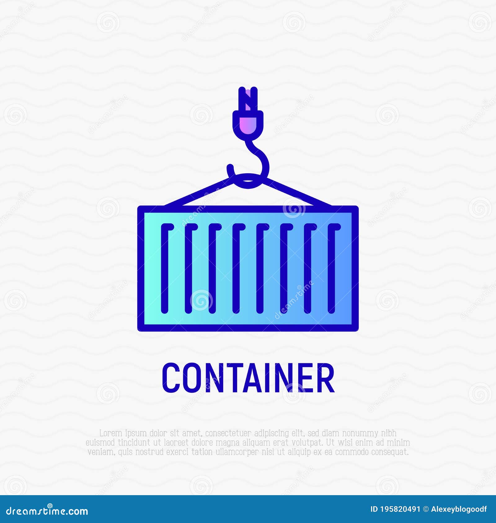 Container on Crane Thin Line Icon. Logistic Equipment Stock Vector ...