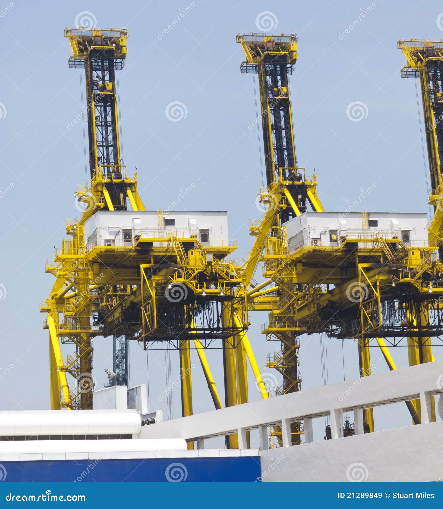 Container Cranes At The Container Terminal Cargo Port, Royalty-Free ...