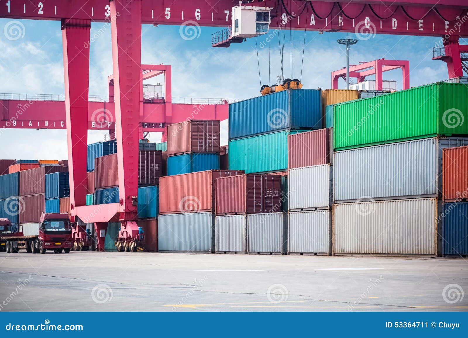 Container depot stock image. Image of lifting, cost, crane - 53364711