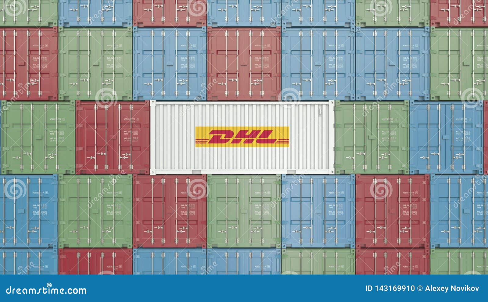Container with DHL Corporate Logo. Editorial 3D Rendering Editorial ...
