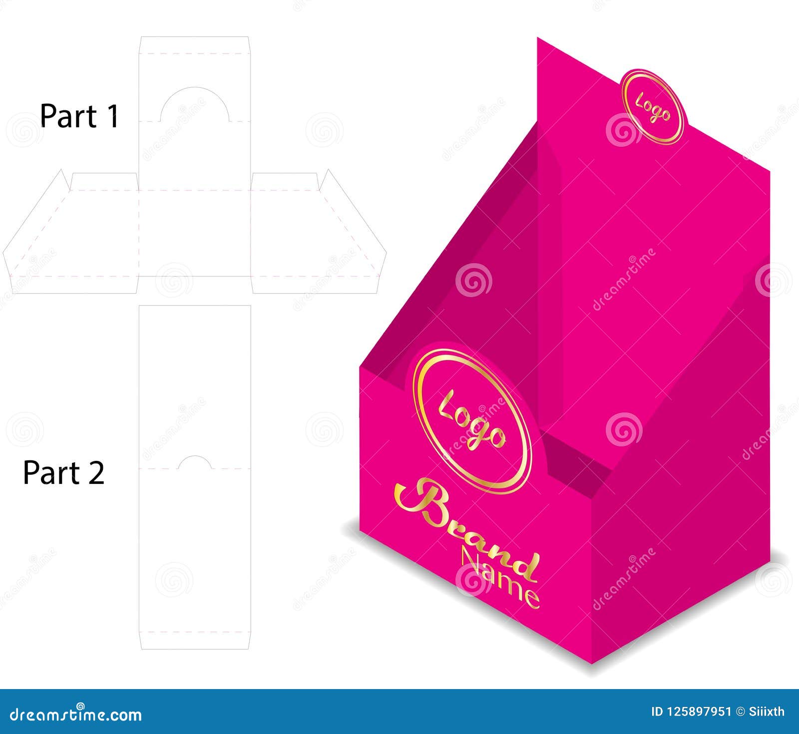 Container Display 3d Mockup with Dieline Template Stock Vector ...