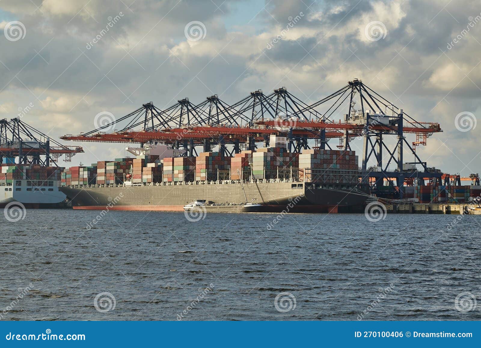 Container Dock in Rotterdam, Cargo Ships Stock Photo - Image of ...
