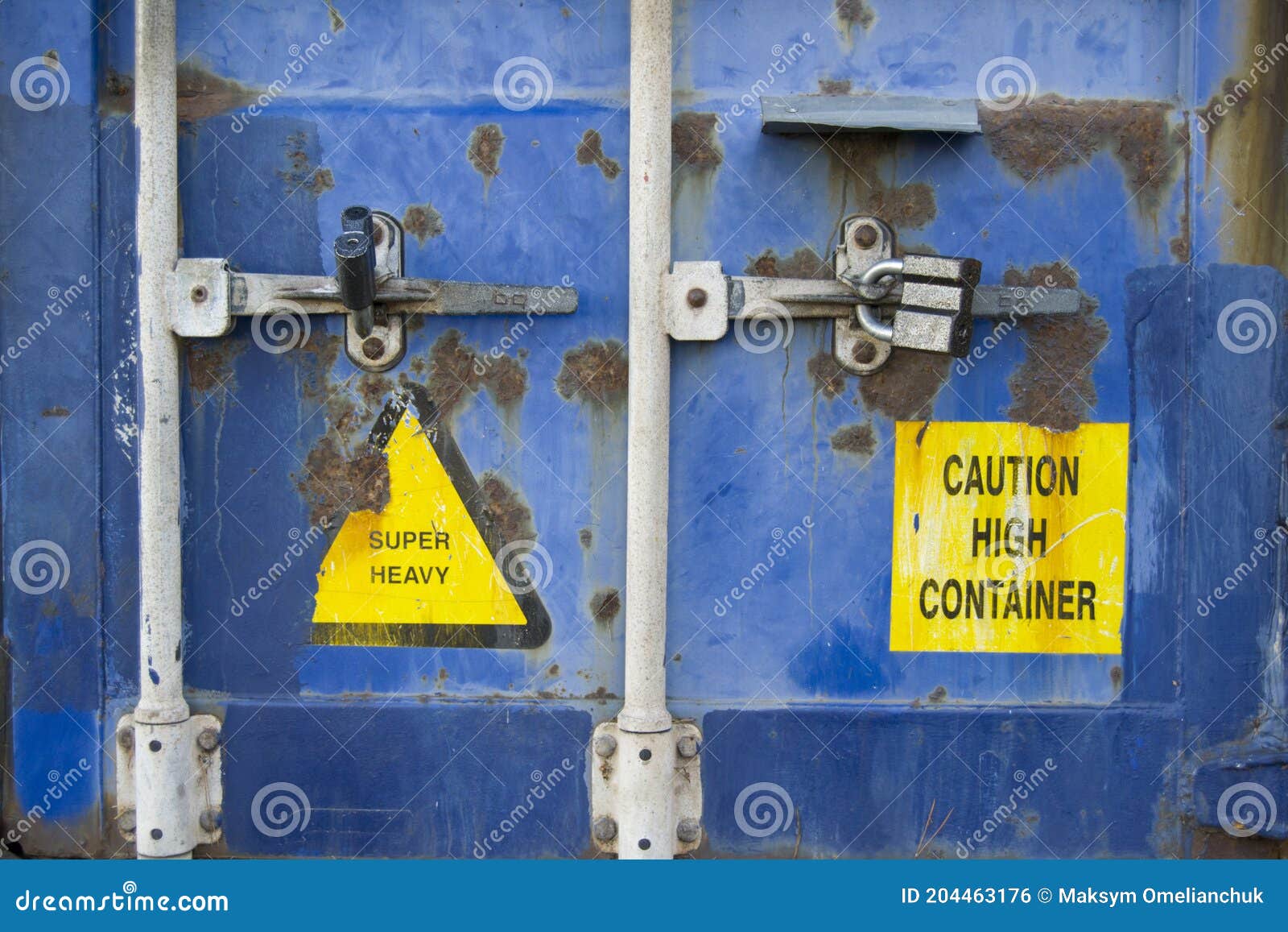 Container Door with Locks and Inscriptions Stock Photo - Image of rusty ...