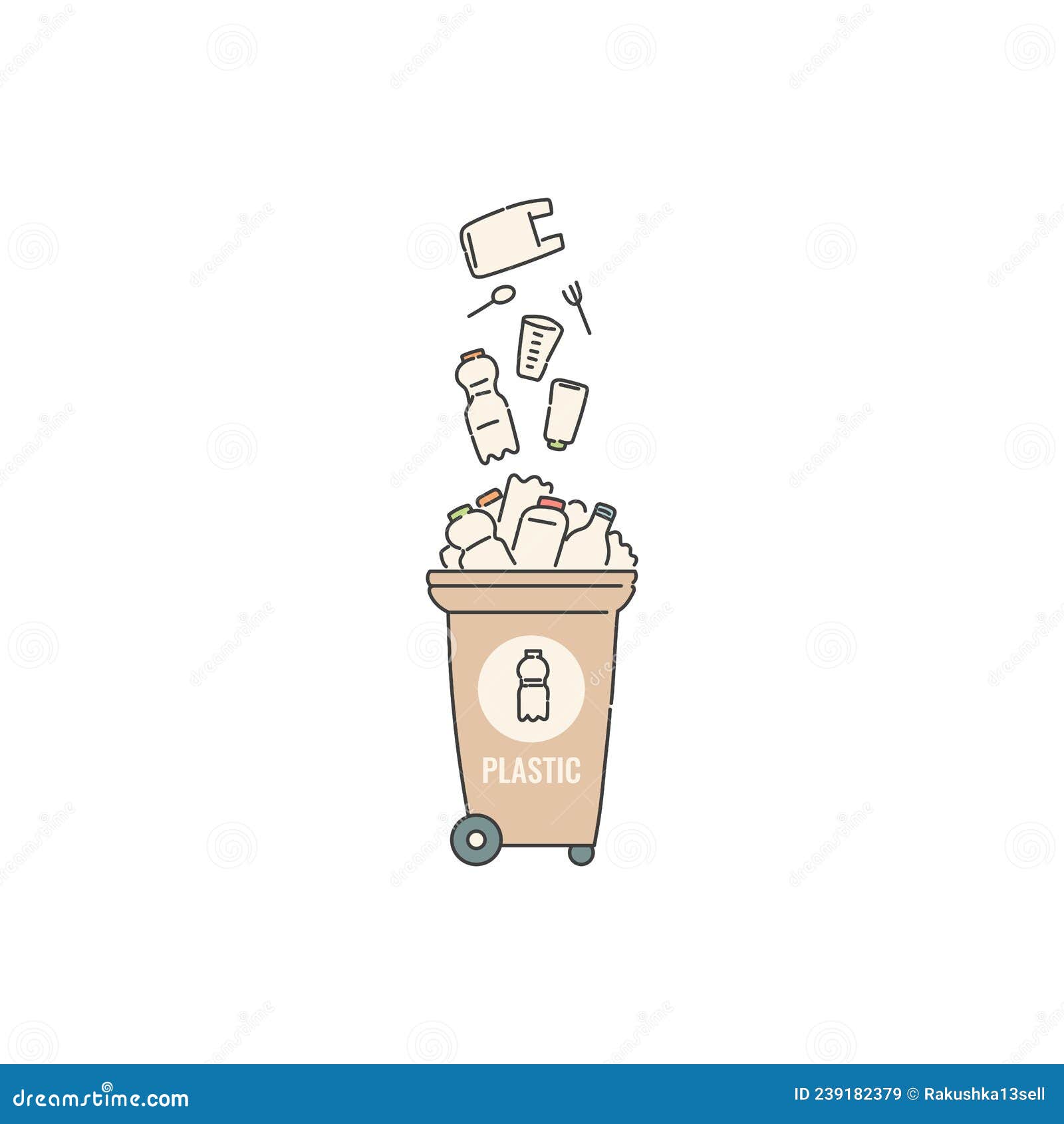 Container Dumpster with Plastic Garbage Sorting and Recycling. Vector ...