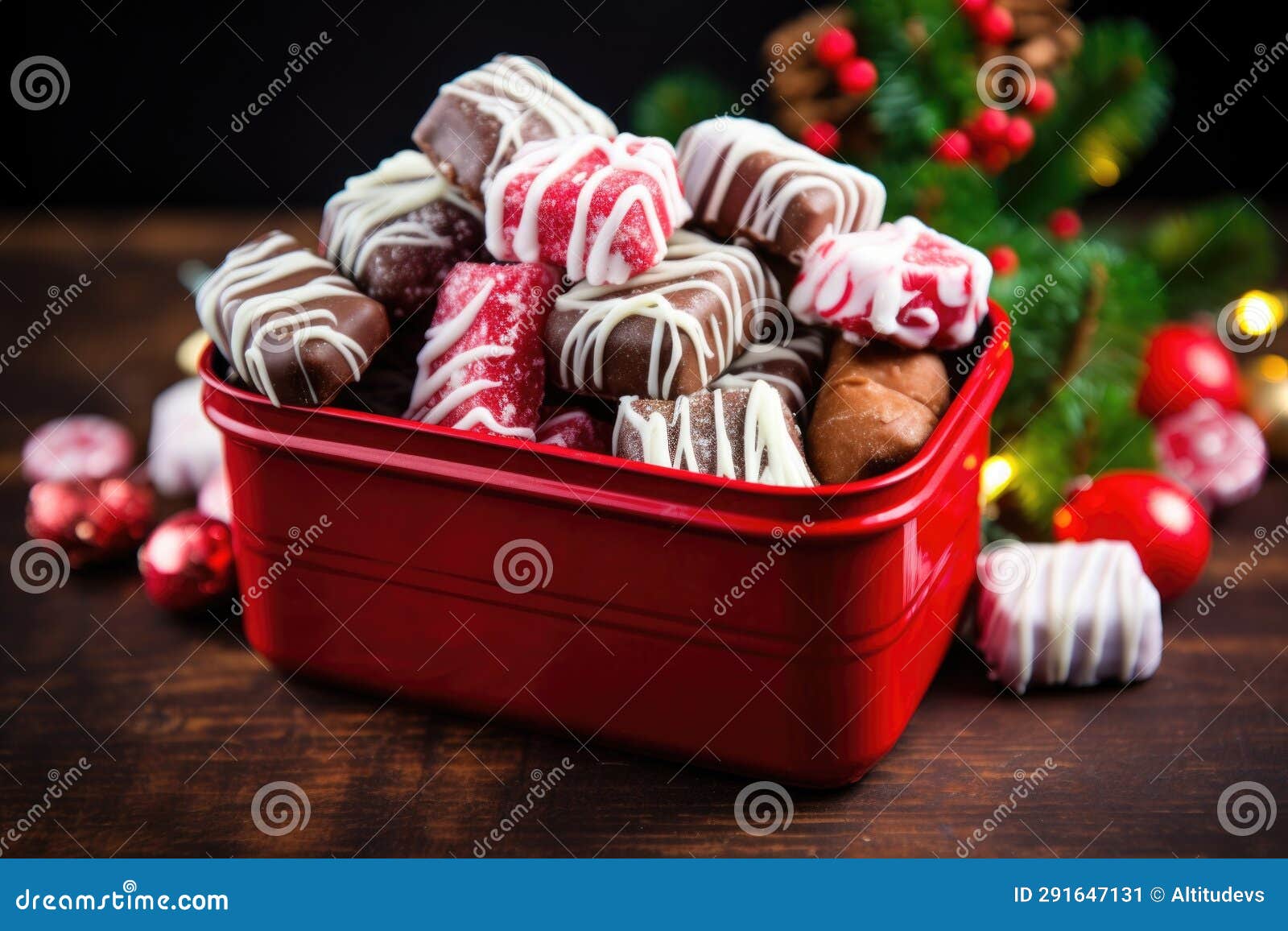 Container Filled with Leftover Candy Canes and Christmas Chocolates ...