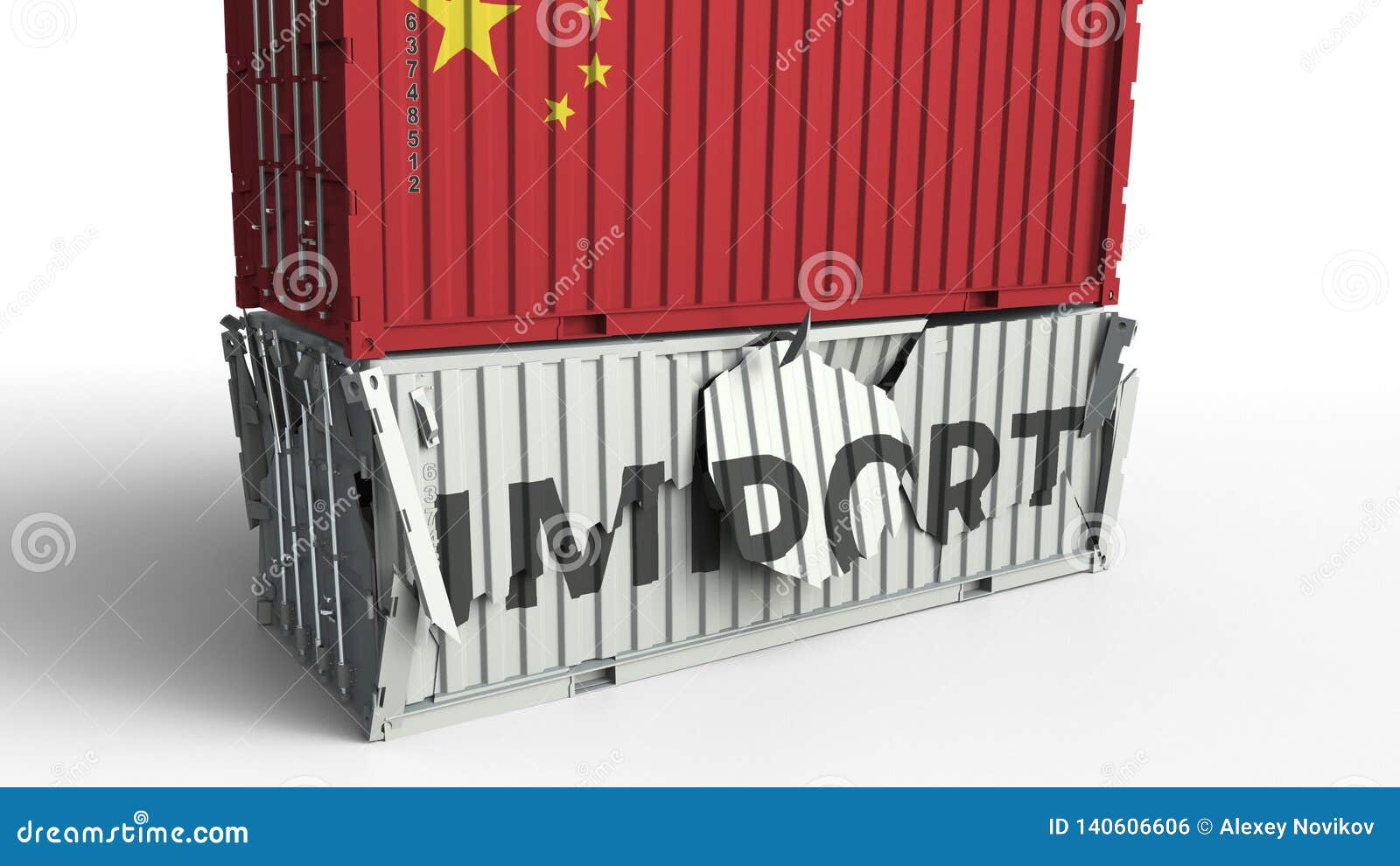 Container with Flag of China Breaking Container with IMPORT Text ...