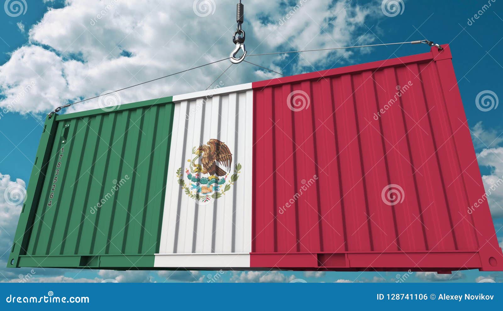 Container with Flag of Mexico. Mexican Import or Export Related ...