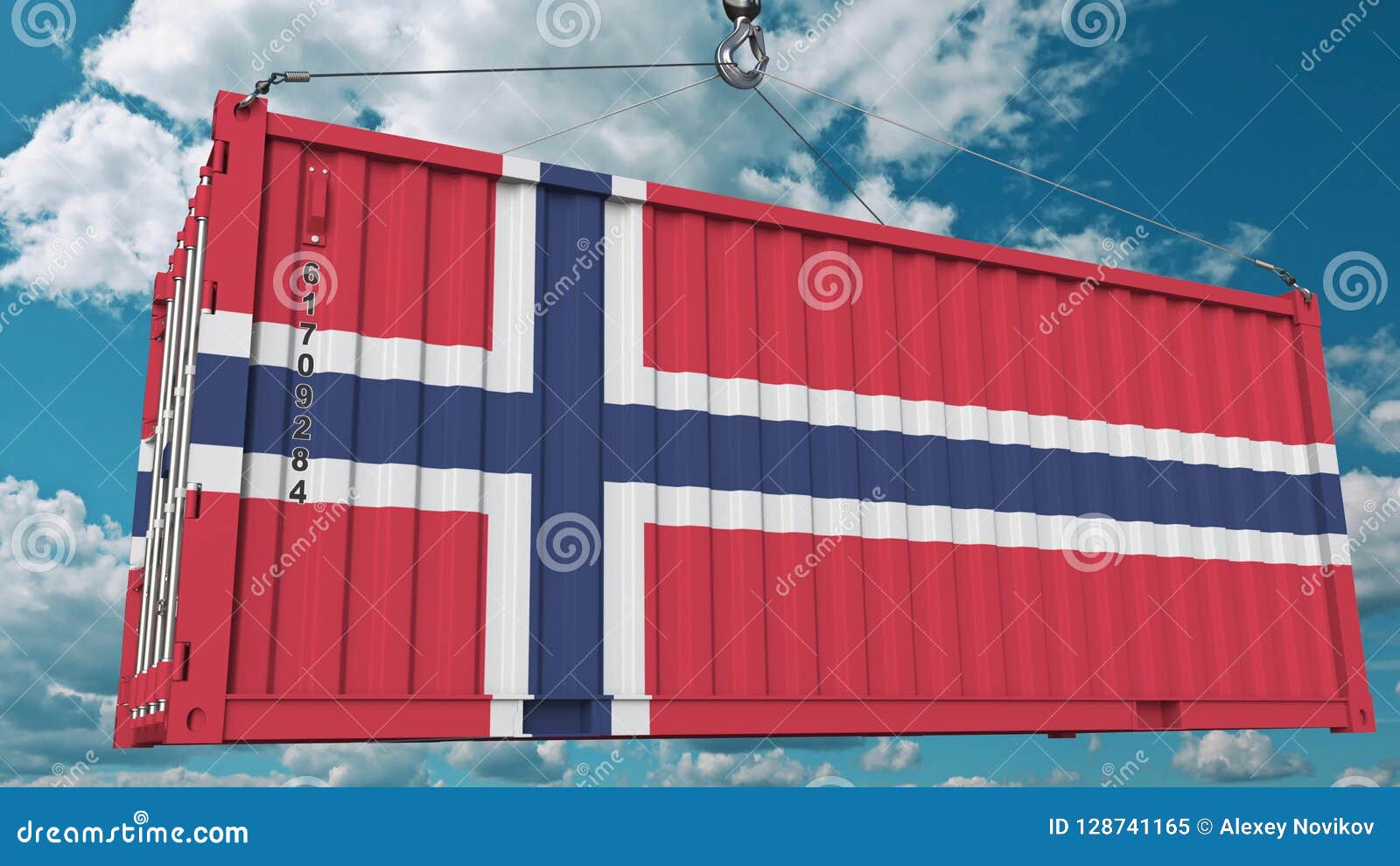 Container with Flag of Norway. Norwegian Import or Export Related ...
