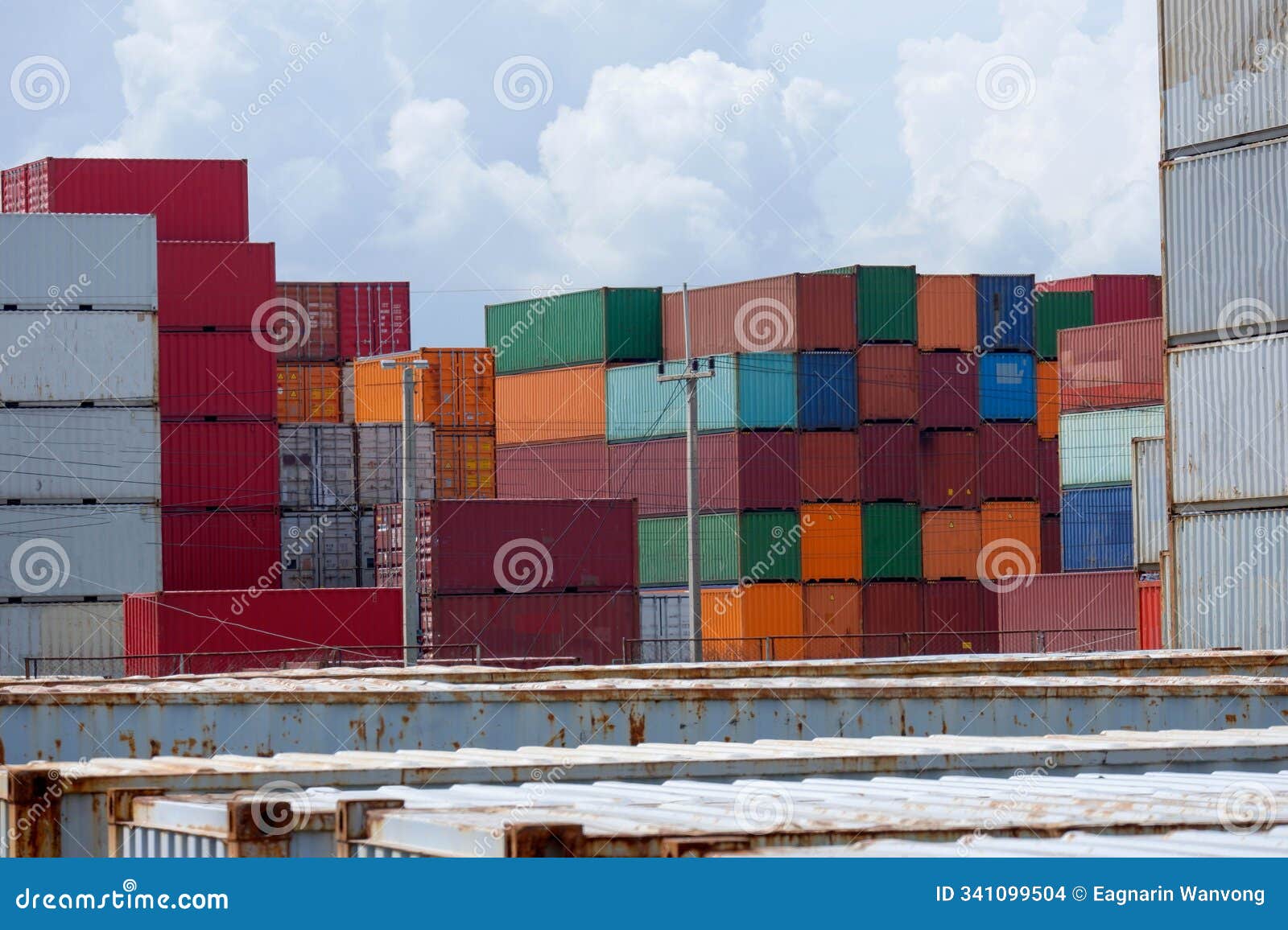 Container Fleet View of Export and Import Trade Stock Photo - Image of ...