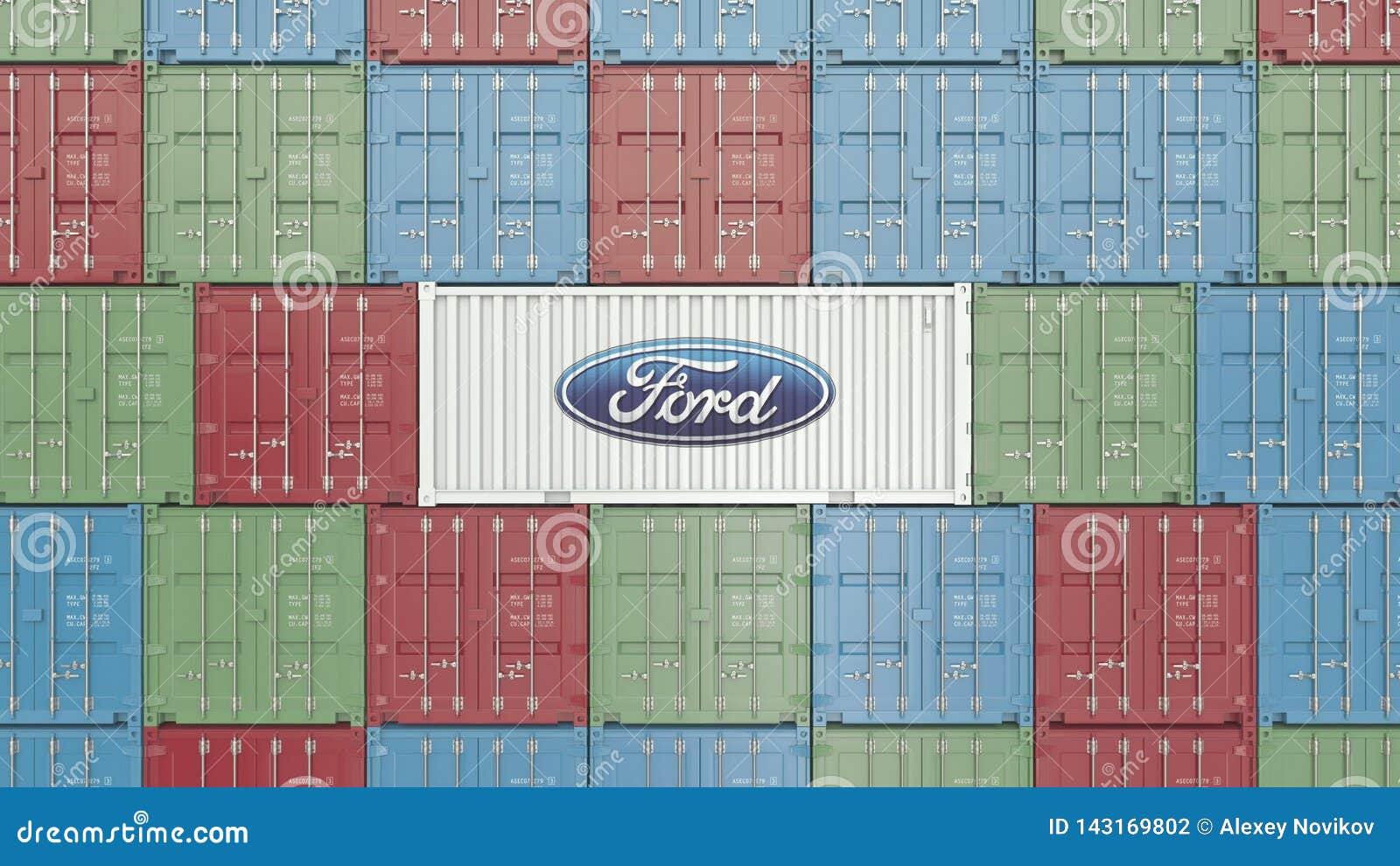 Container with Ford Corporate Logo. Editorial 3D Rendering Editorial ...