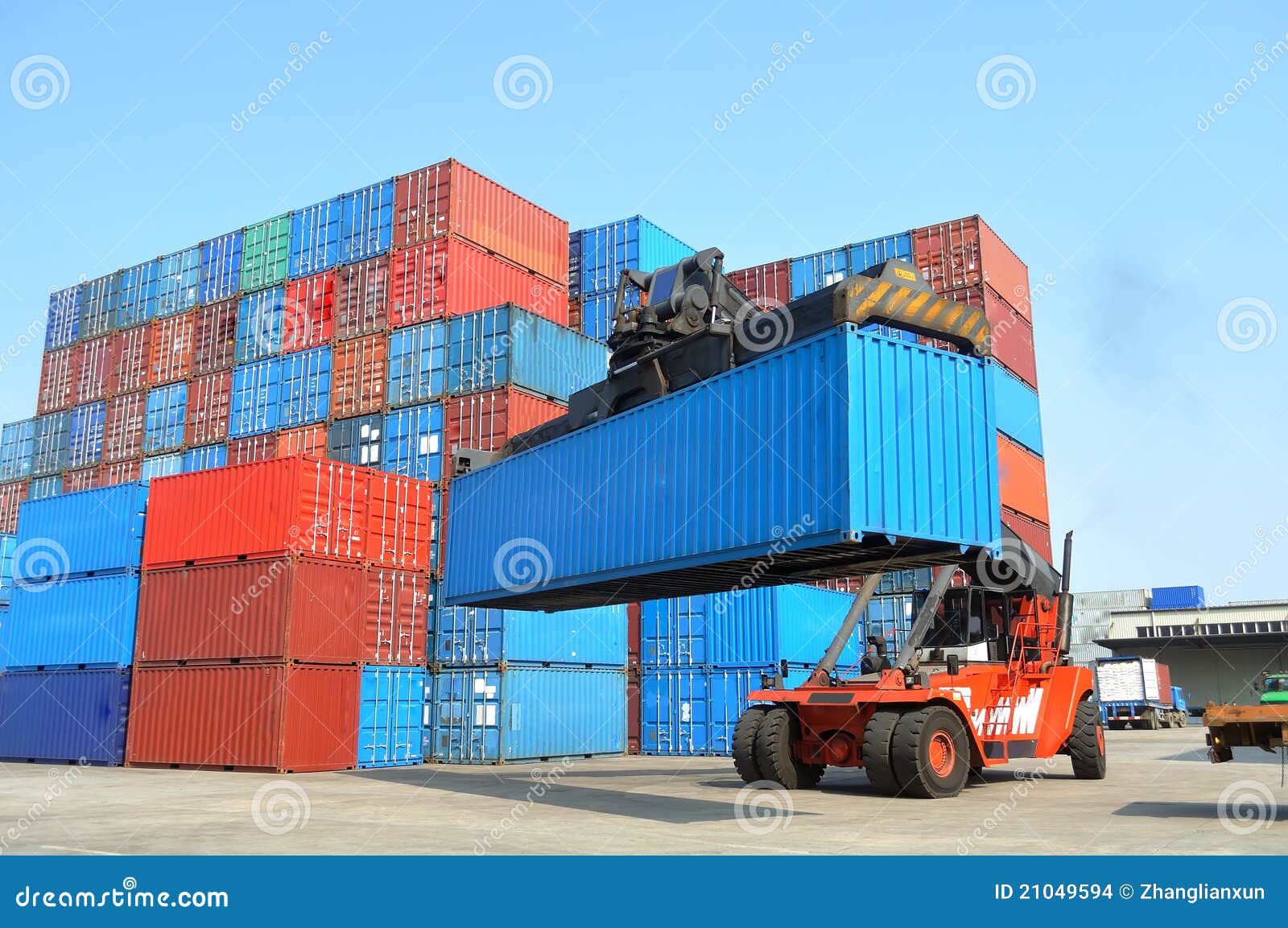 Container forklift stock photo. Image of docks, logistics - 21049594