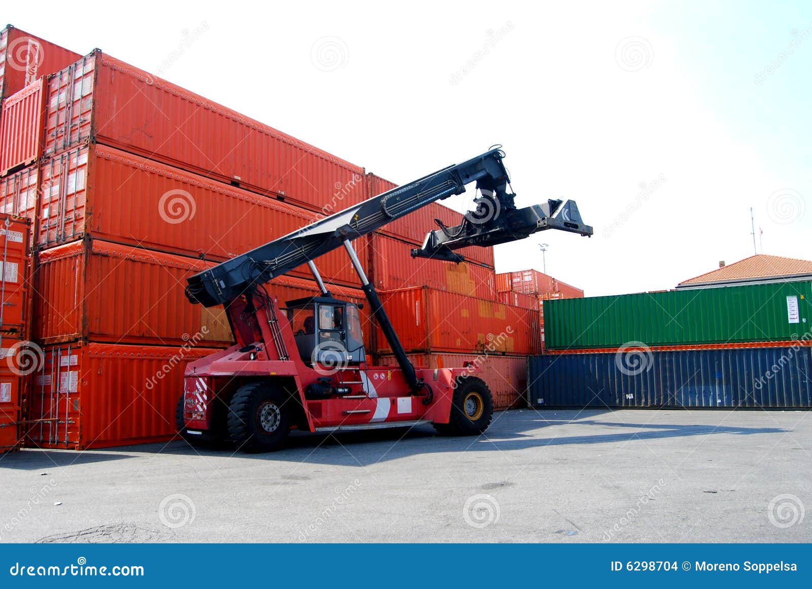 Container and forklift stock photo. Image of lifting, railway - 6298704