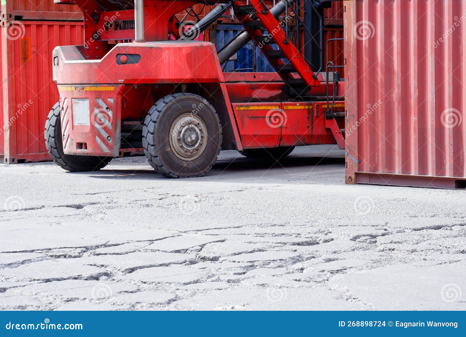 Container Forklift in the Container Yard Stock Photo - Image of carrier ...