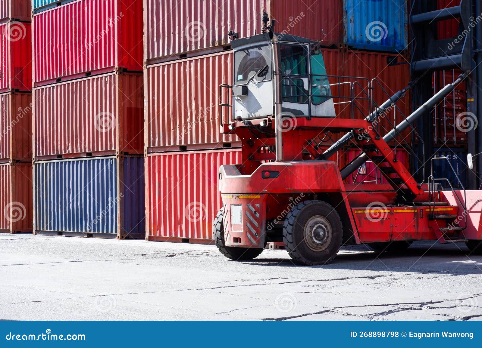 Container Forklift in the Container Yard Stock Photo - Image of freight ...