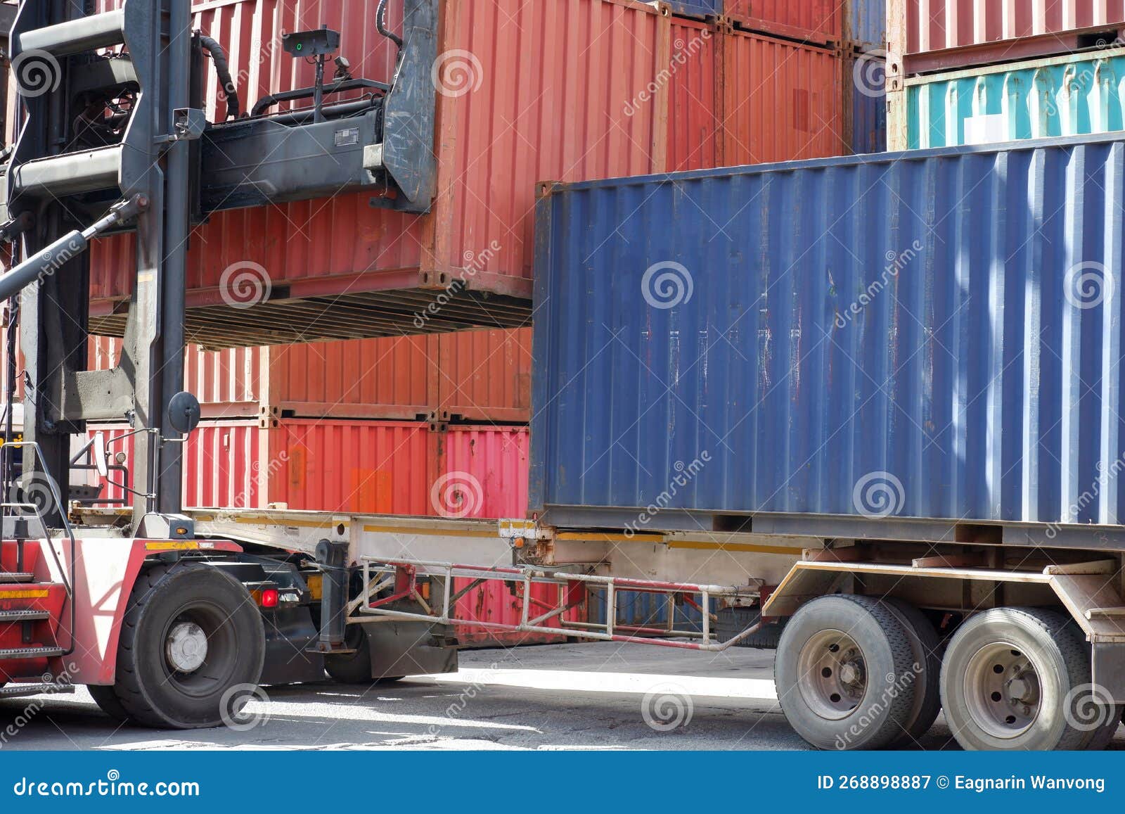 Container Forklift in the Container Yard Stock Image - Image of storage ...