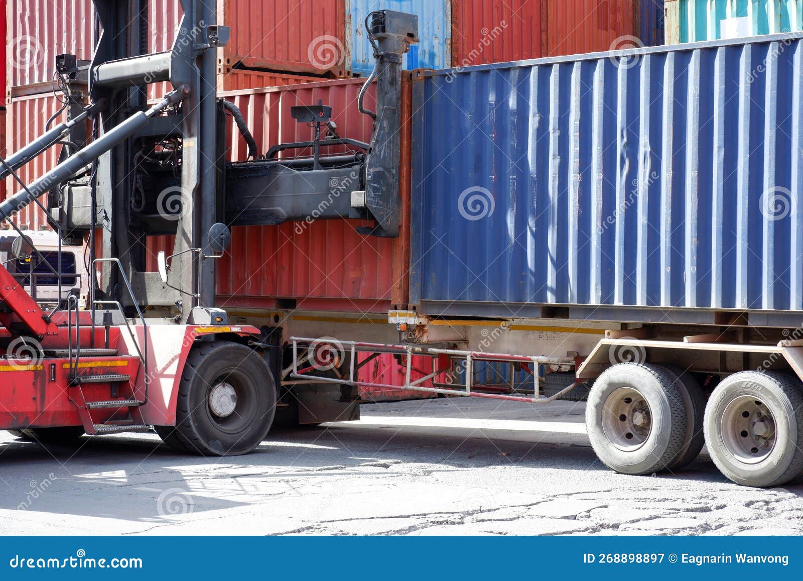Container Forklift in the Container Yard Stock Image - Image of truck ...