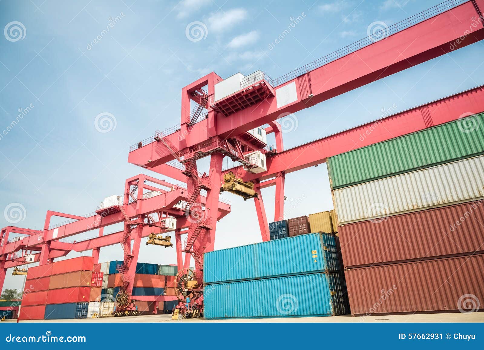 Container freight yard stock image. Image of dock, port - 57662931