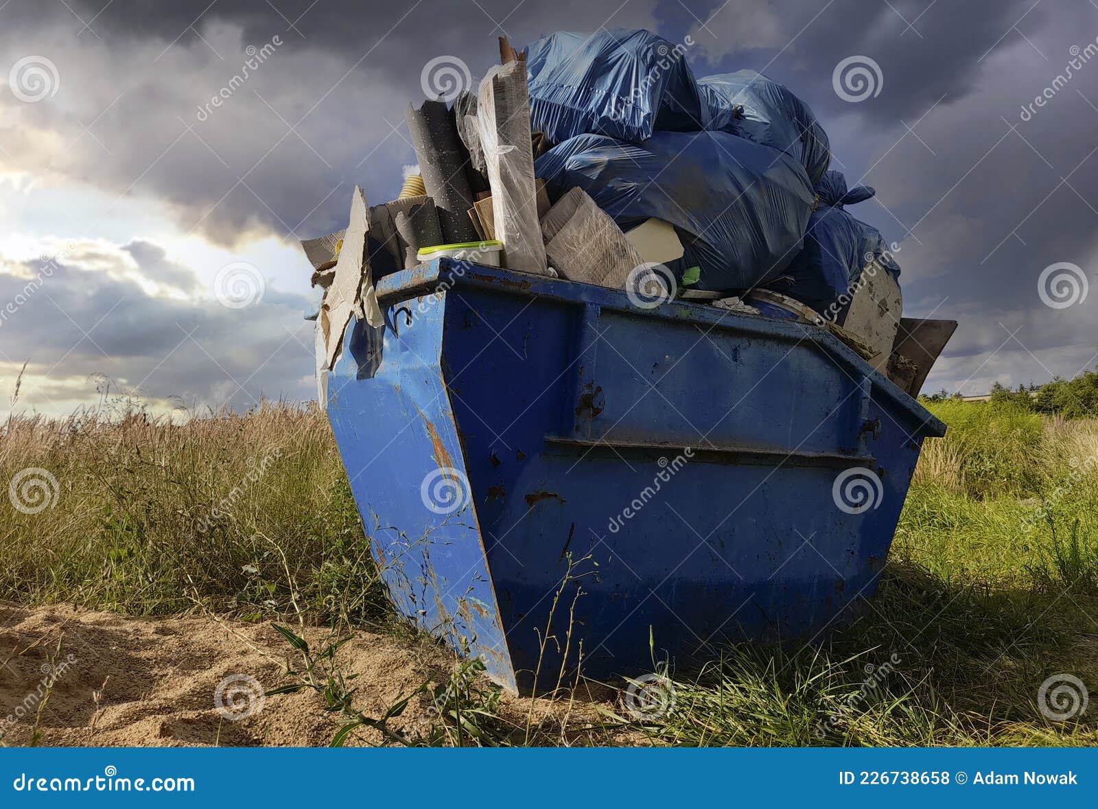 Container Full of Garbage, Construction Waste. Environment Pollution ...