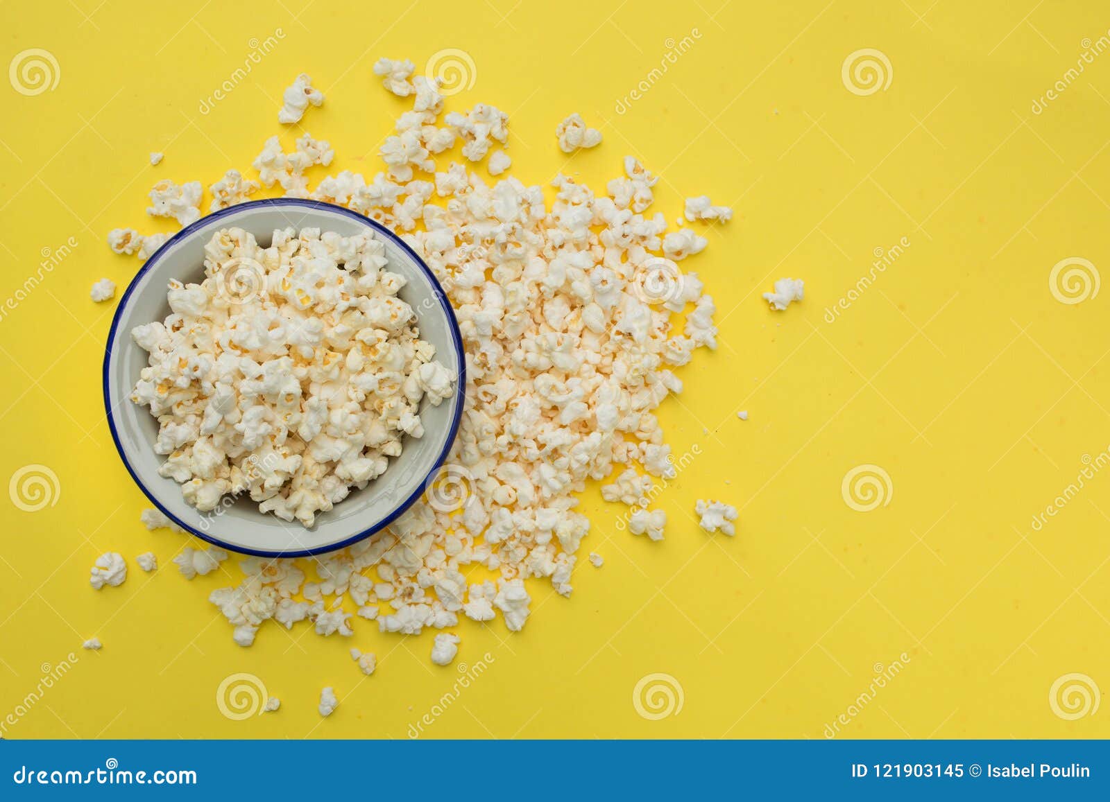 Container Full of Popcorn on Yellow Stock Image - Image of corn, object ...