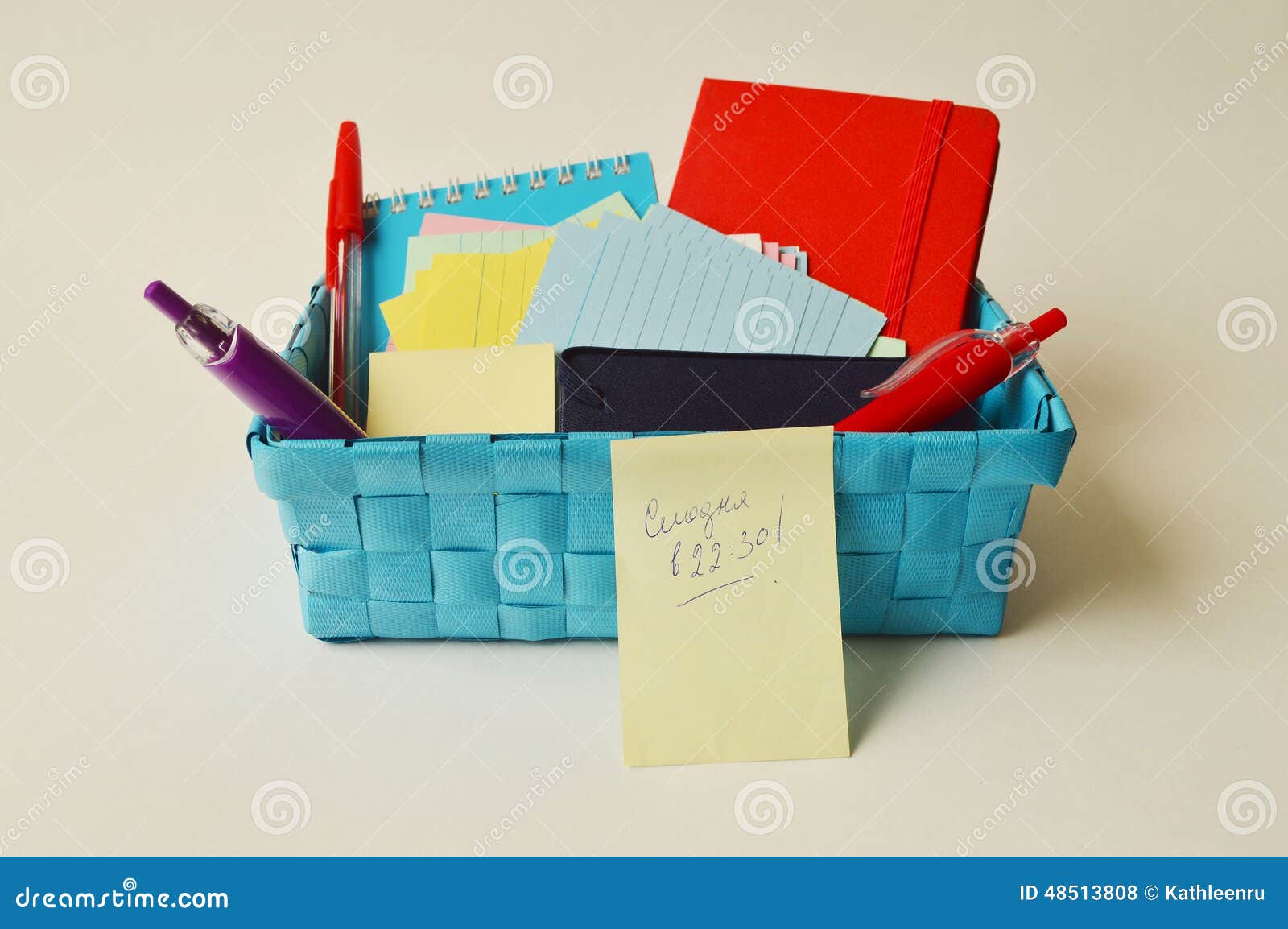 Container Full of Writing Utilities Stock Photo - Image of green, note ...
