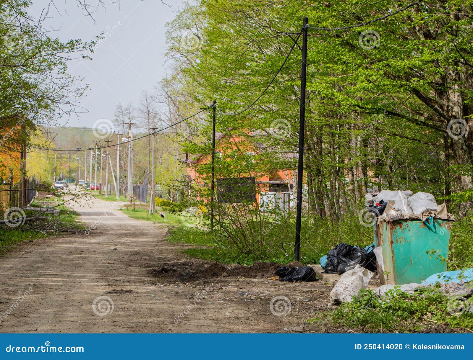 A Container with Garbage in a Suburban Village. Stock Photo - Image of ...