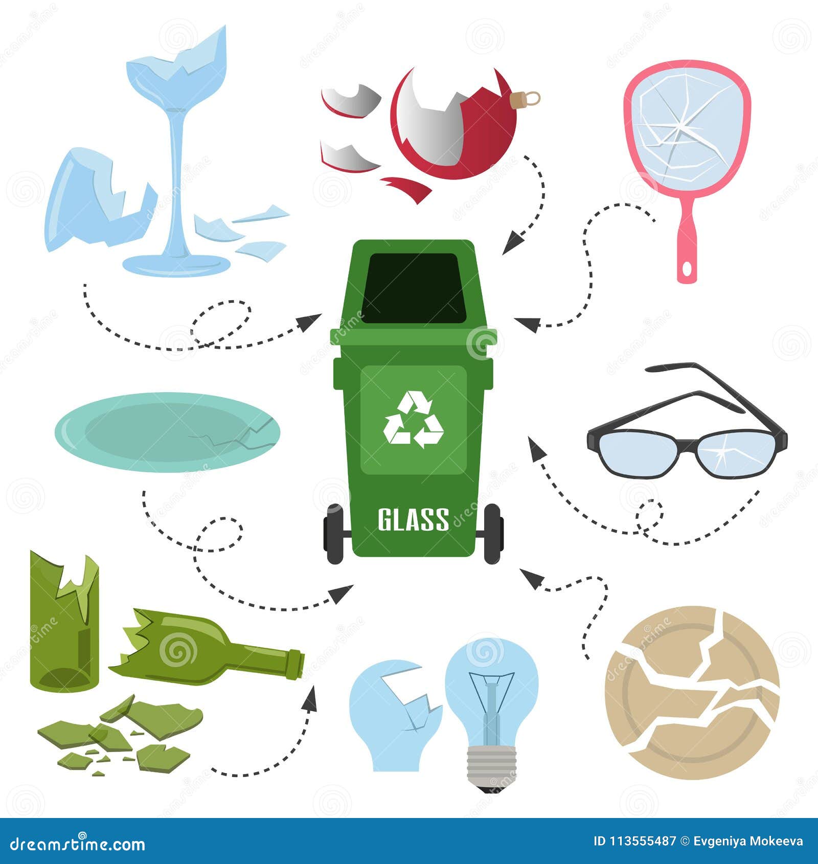 Glass Trash Recycling Icons Vector Illustration | CartoonDealer.com ...