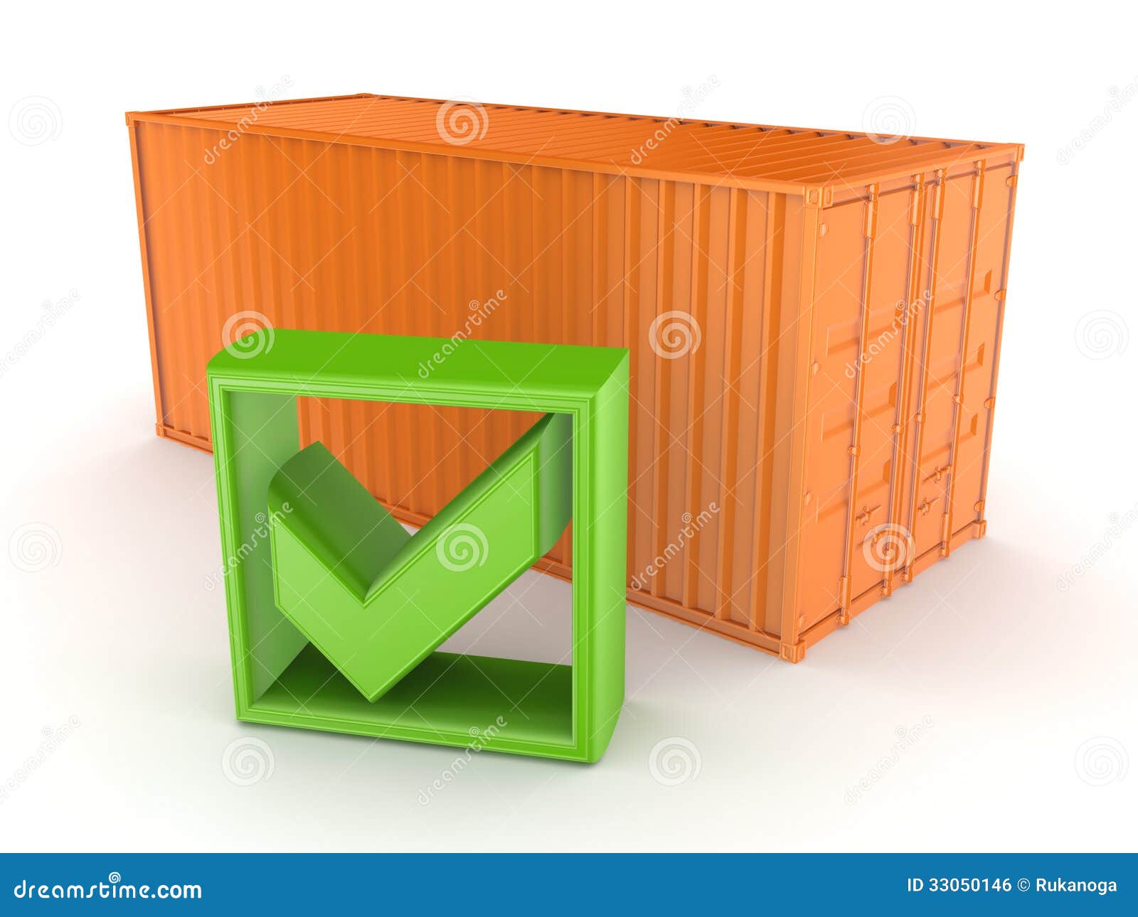 Container and Green Tick Mark. Stock Photo - Image of check, cargo ...