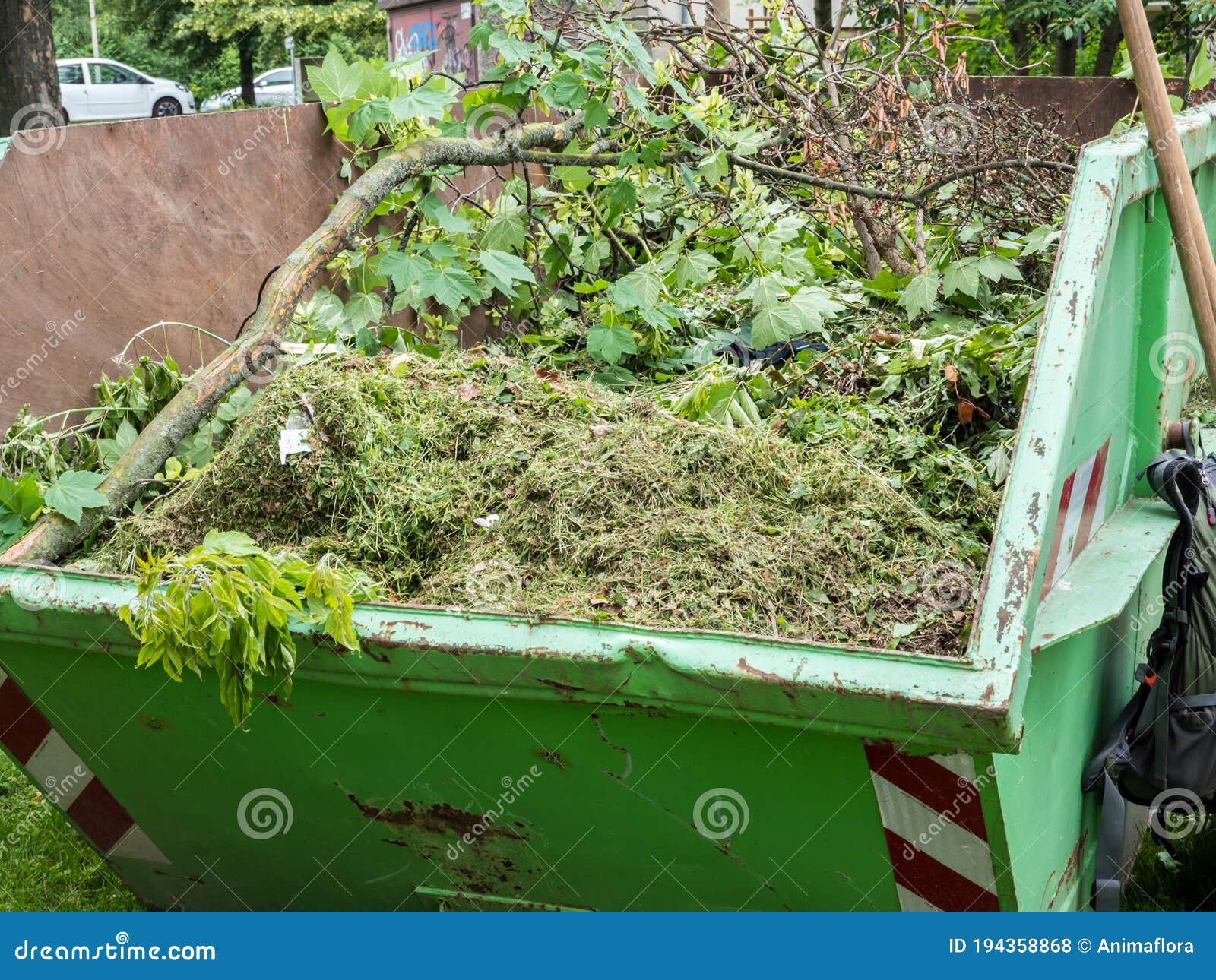Container with Green Waste Recycling Yard Stock Photo - Image of scythe ...