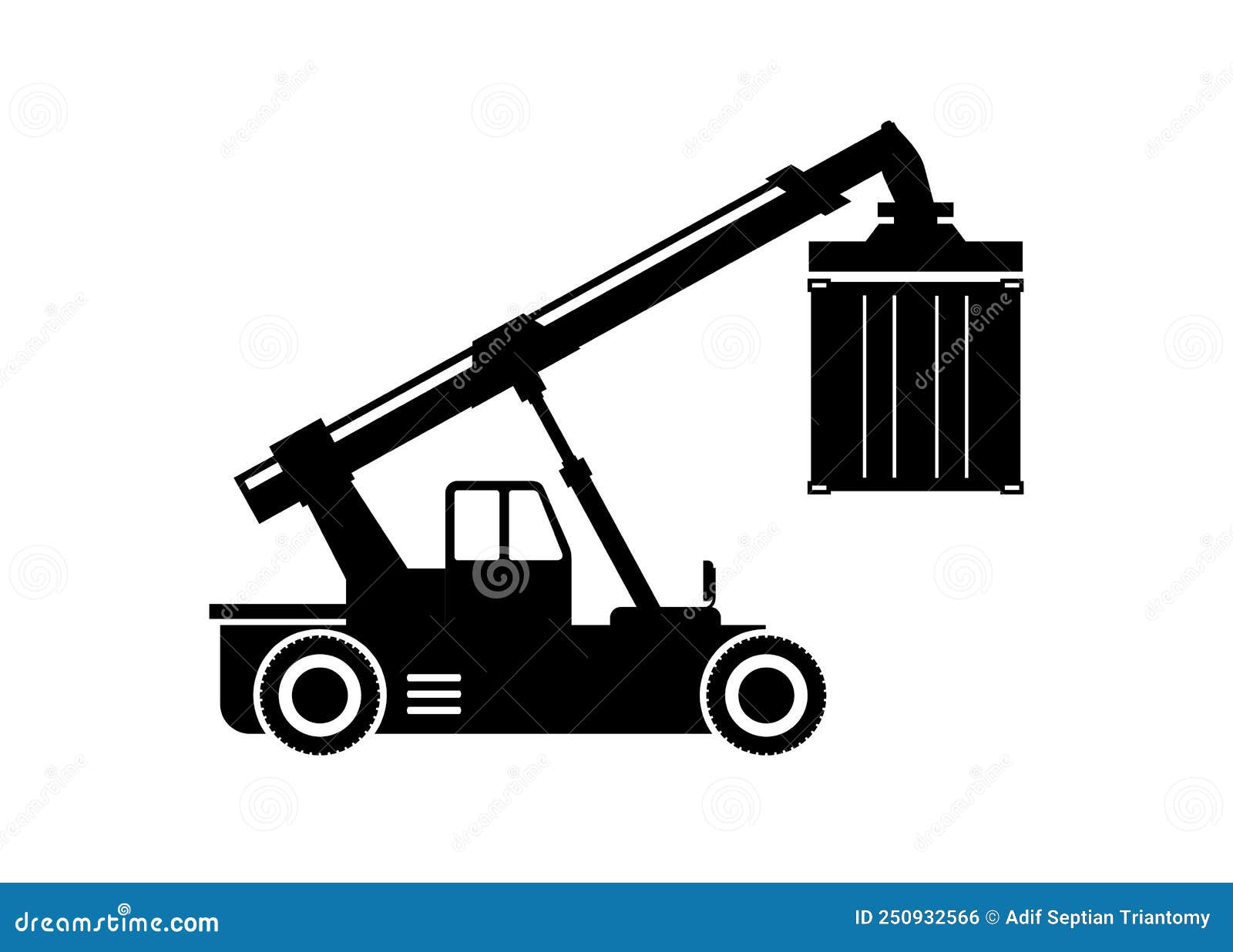 Container Handler Forklift Lifting Container. Simple Illustration in ...