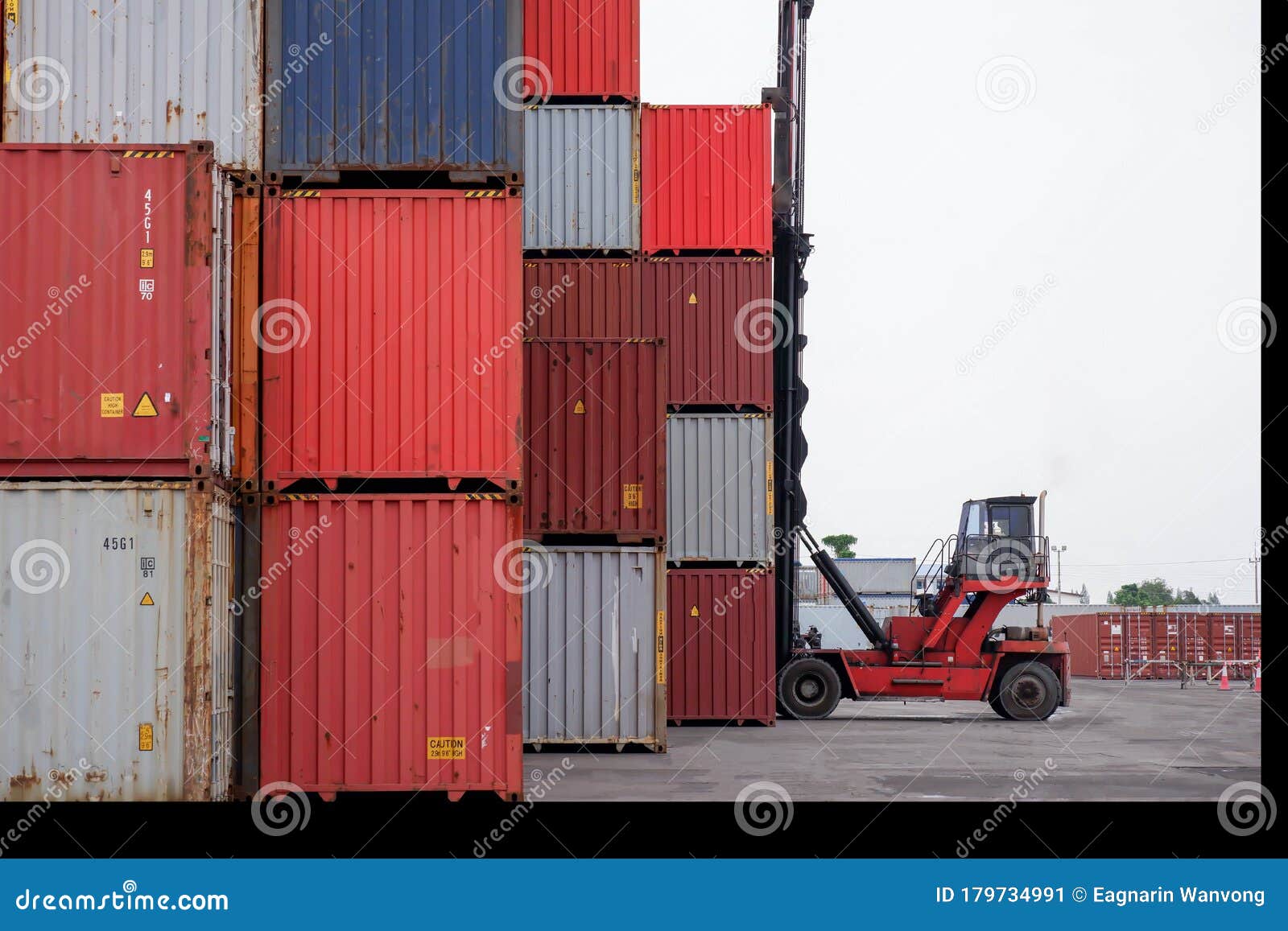 Container Handlers Keep Containers in Stacks Stock Image - Image of ...
