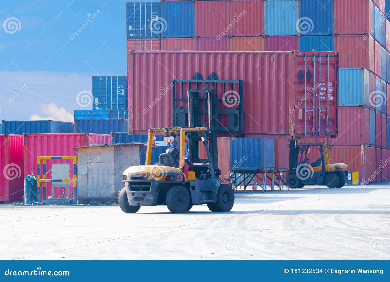 Container Handlers Loading Containers Into Trucks Stock Photography ...