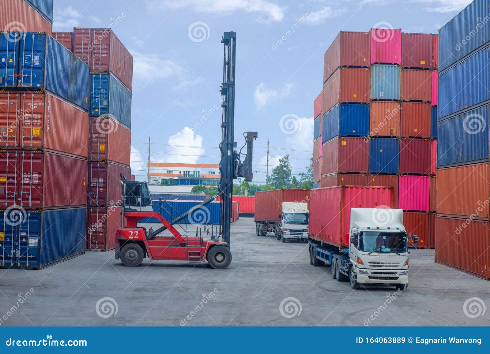 Container Handlers Working in a Harbor Stock Image - Image of logistic ...