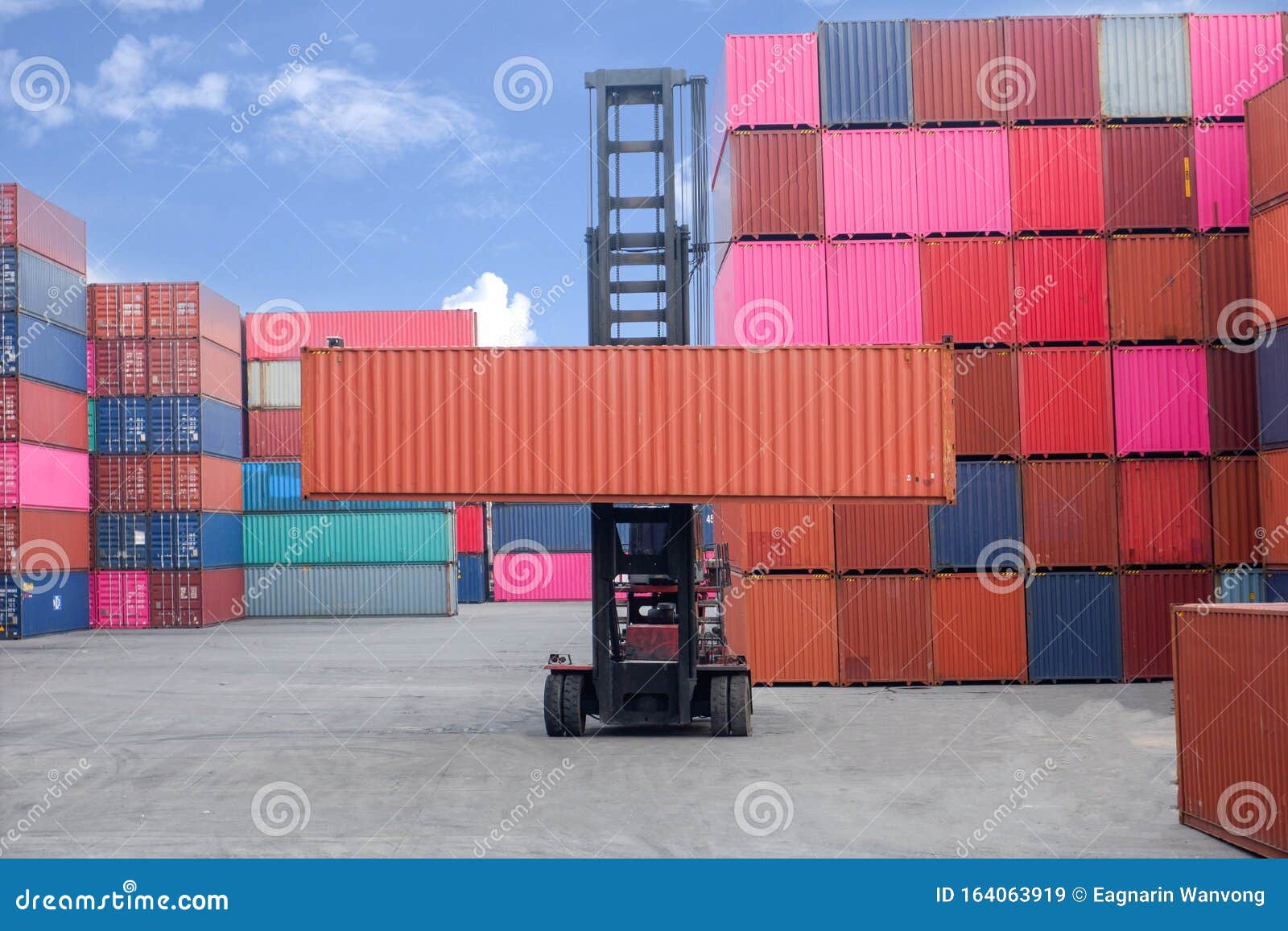 Container Handlers Working in a Harbor Stock Image - Image of ...